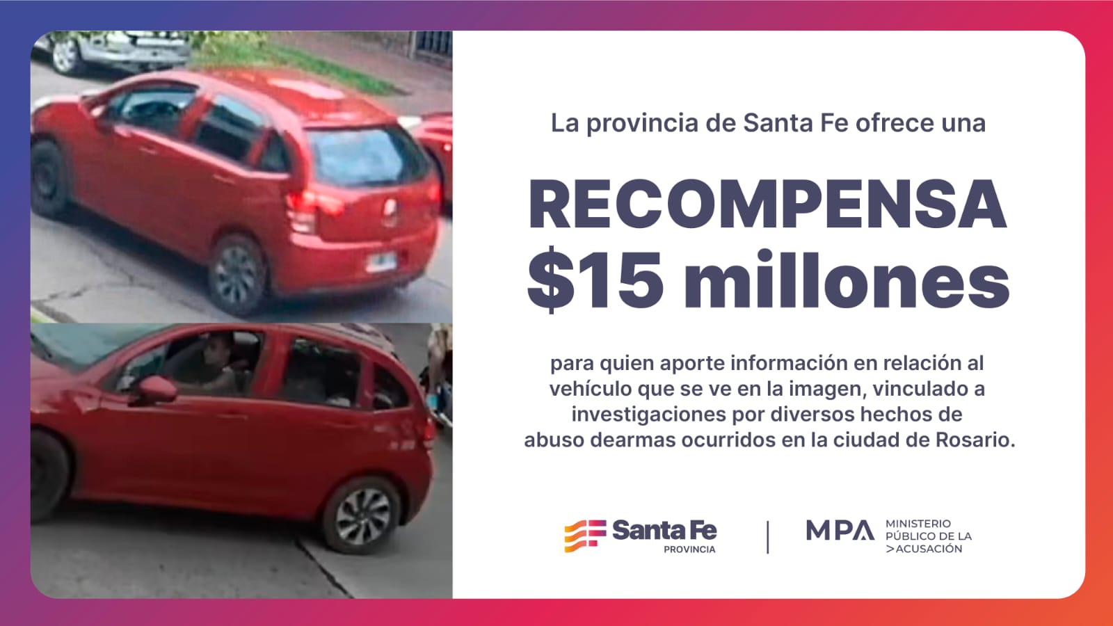 La provincia ofrece una recompensa por información sobre un auto ...